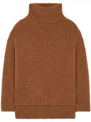 Alanui Ribbed High-neck Jumper - Brown