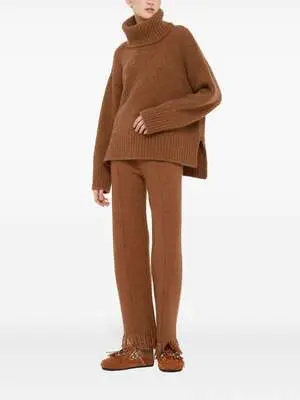 Alanui Ribbed High-neck Jumper - Brown