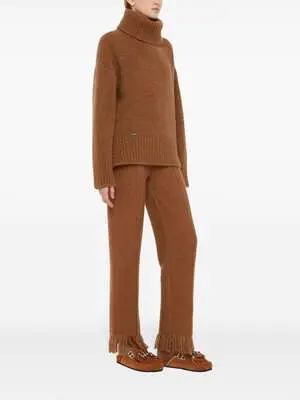 Alanui Ribbed High-neck Jumper - Brown