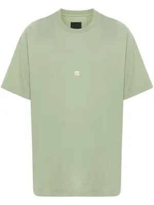 Givenchy 4g-embroidered Cotton T-shirt - Green