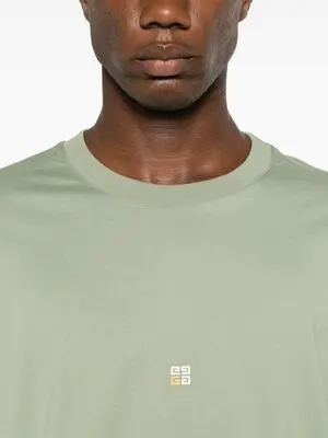Givenchy 4g-embroidered Cotton T-shirt - Green