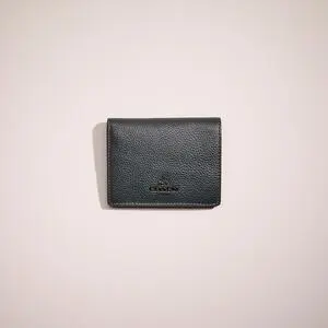 COACH Restored Small Snap Wallet With Colorblock Interior - Pewter/pine Green Multi
