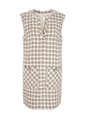 Veronica Beard Nomi Checked Tweed Mini Dress