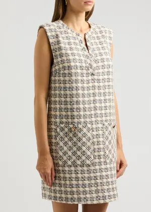 Veronica Beard Nomi Checked Tweed Mini Dress