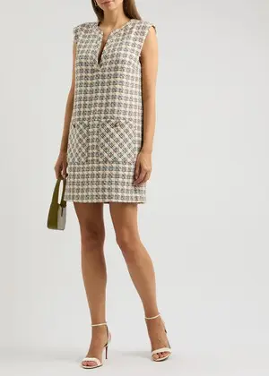 Veronica Beard Nomi Checked Tweed Mini Dress