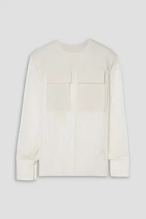 Proenza Schouler Crepe-paneled Plissé-chiffon Blouse - White