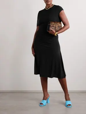 Jacquemus La Robe Salerno Asymmetric Open-back Stretch-jersey Midi Dress - Black