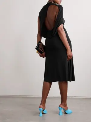 Jacquemus La Robe Salerno Asymmetric Open-back Stretch-jersey Midi Dress - Black
