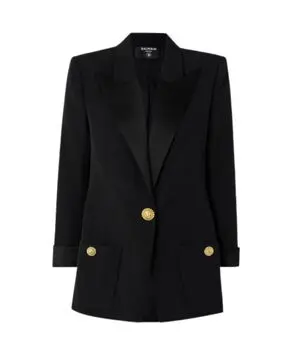 Balmain Embellished Grain De Poudre Wool Blazer