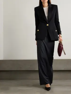 Balmain Embellished Grain De Poudre Wool Blazer