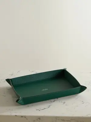 Smythson Panama Large Textured-leather Trinket Tray - Green