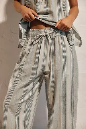 Free People Corfu Striped Cotton-linen Set - Green Combo