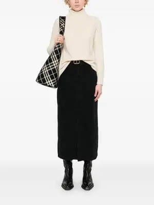 TWINSET Belted Denim Midi Skirt