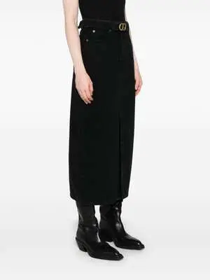 TWINSET Belted Denim Midi Skirt