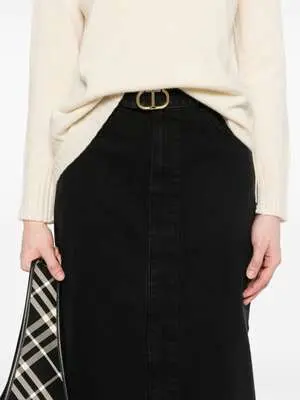 TWINSET Belted Denim Midi Skirt