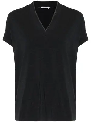 Brunello Cucinelli Monili-chain Cotton T-shirt - Grey
