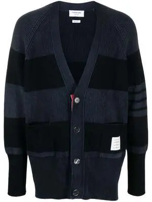 Thom Browne 4-bar Striped Cashmere Cardigan