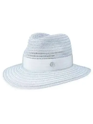 MAISON MICHEL Henrietta Straw Fedora Hat - Blue