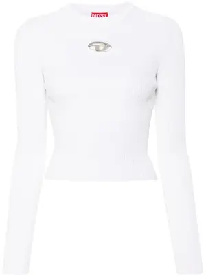 DIESEL® Oval D-plaque Fine-ribbed Top - White
