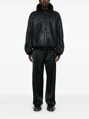 Balenciaga Hooded Leather Bomber Jacket