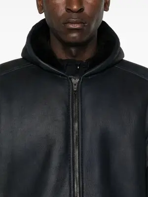 Balenciaga Hooded Leather Bomber Jacket