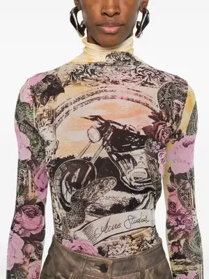 【acne studios】　seamless printed top Acne Studios Graphic-Print Seamless Top In Pink - 50% Off