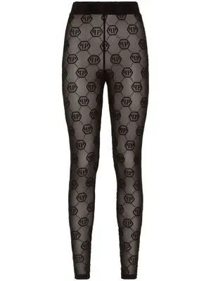 Philipp Plein Monogram-pattern Tulle Leggings