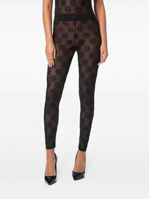Philipp Plein Monogram-pattern Tulle Leggings