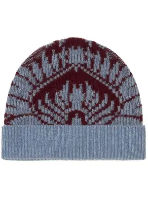 Etro Intarsia-knit Wool Beanie - Blue