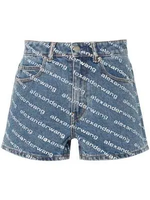 Alexander Wang Rhinestoned Denim Shorts