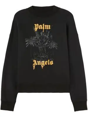 Palm Angels Logo-print Cotton Sweatshirt - Black