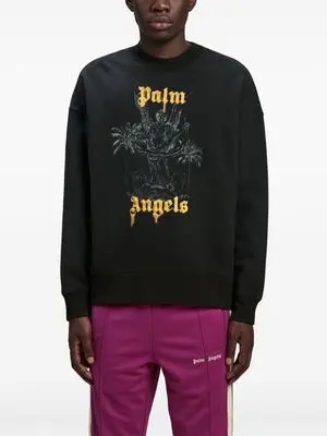 Palm Angels Logo Print Cotton Sweatshirt