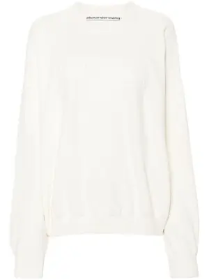 Alexander Wang Logo-embroidered Ribbed Knit Sweater - White