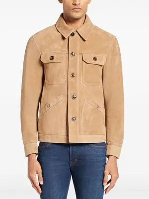 TOM FORD Classic-collar Suede Jacket - Neutrals