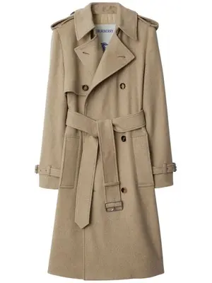 Burberry Double-breasted Cashmere Trench Coat - Neutrals