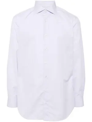 Brioni Long-sleeve Pinstripe-pattern Shirt - White