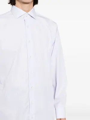Brioni Long-sleeve Pinstripe-pattern Shirt - White