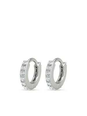 VEYNOU 14kt Recycled White Gold Diamond Mini Huggie Earrings - Silver