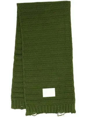 MAISON MARGIELA Logo-print Knitted Scarf - Green