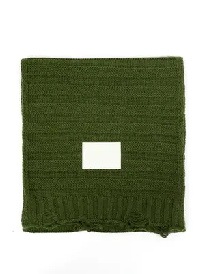 MAISON MARGIELA Logo-print Knitted Scarf - Green