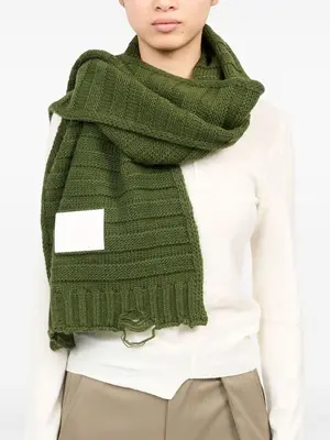 MAISON MARGIELA Logo-print Knitted Scarf - Green