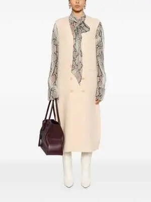 Patrizia Pepe Double-breasted Sleeveless Coat - Neutrals