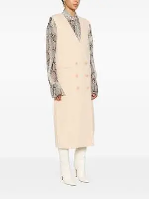 Patrizia Pepe Double-breasted Sleeveless Coat - Neutrals