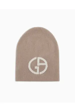 Giorgio Armani Cashmere Jacquard Logo Beanie - Red