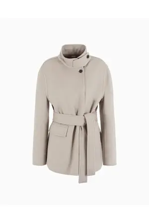 Giorgio Armani Single-breasted Cashmere Double Cloth Pea Coat - Brown / Neutral