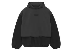 Fear Of God Essentials Core Collection Nylon Fleece Hooded Sweatshirt - Black/ Black