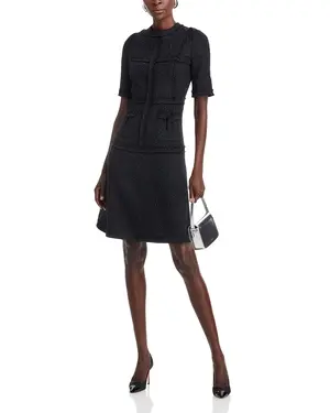 Rickie Freeman For Teri Jon Metallic Tweed Geo Stripe Dress