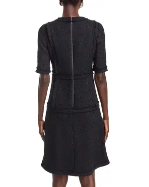 Rickie Freeman For Teri Jon Metallic Tweed Geo Stripe Dress