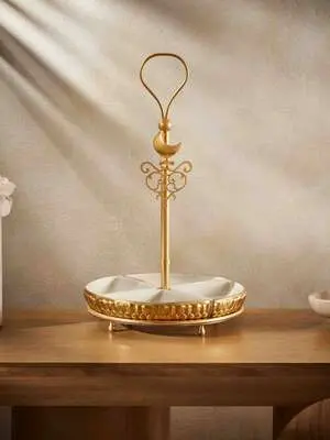 VILLARI Peacock Extravaganza Porcelain Stand