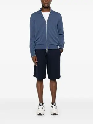 Brunello Cucinelli Drawstring Waist Jersey Track Shorts - Blue